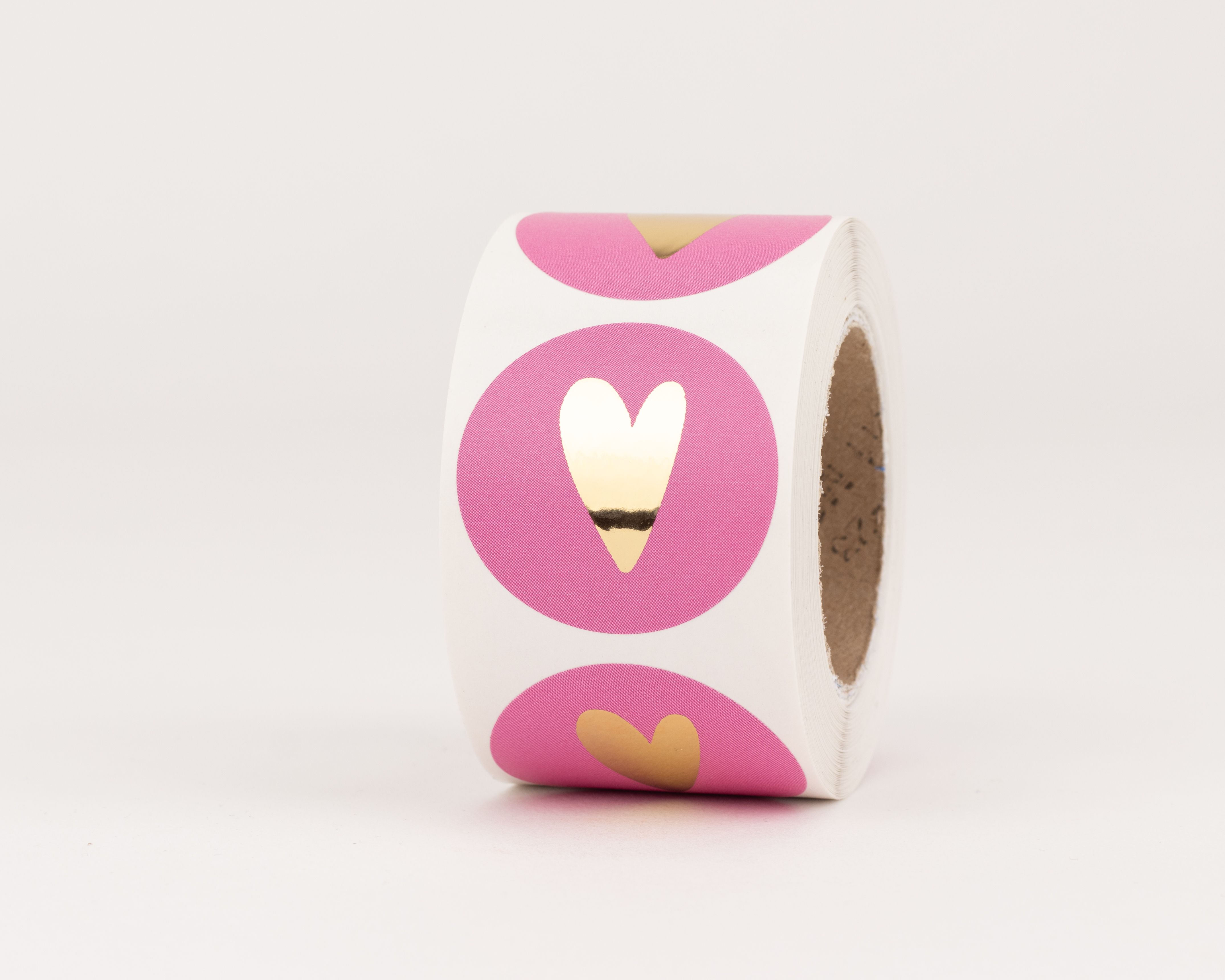 Aufkleber - Herzchen, Pink, Gold-Effekt - ⌀ 35mm | Liebevoll verpackt