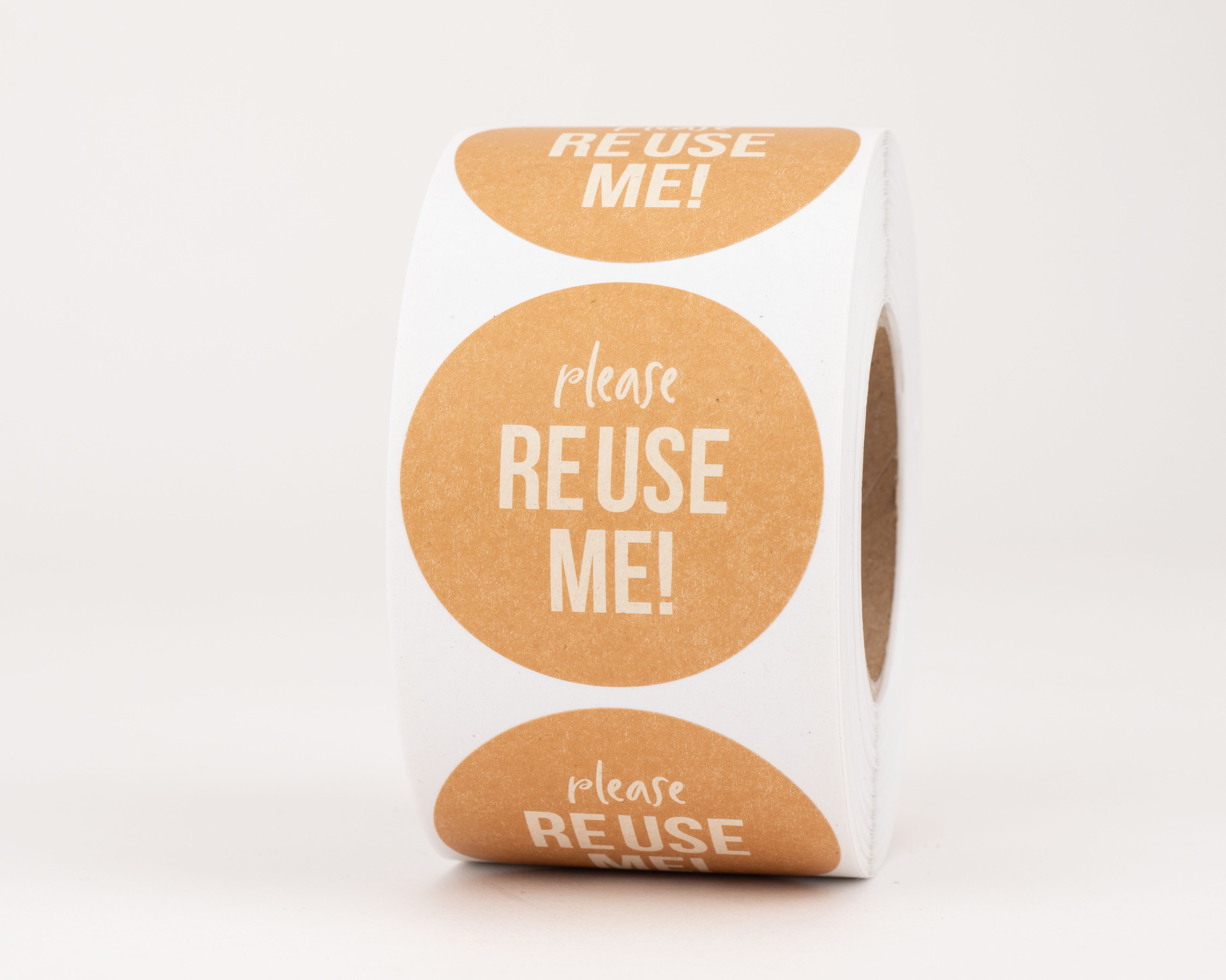 Aufkleber - “please reuse me!”, Orange - ⌀ 50mm | Liebevoll verpackt